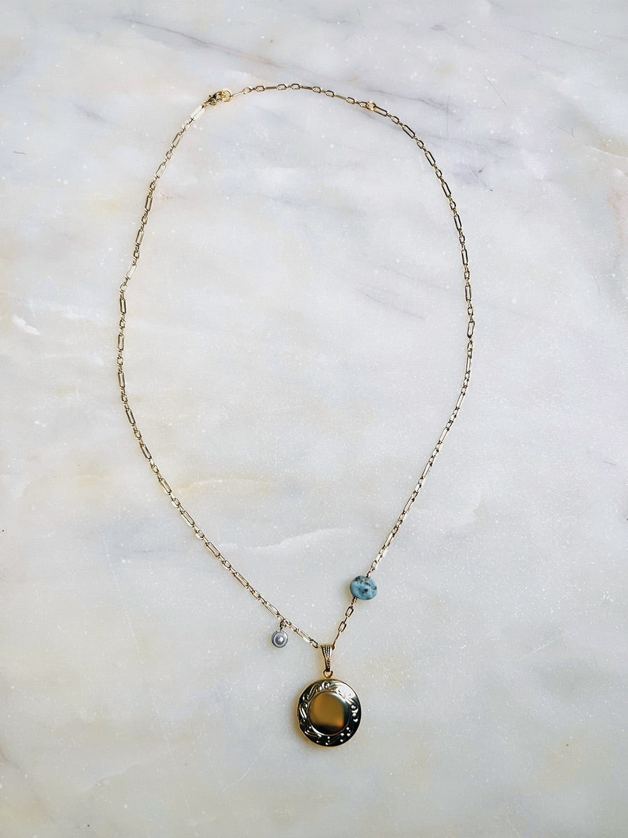 Limited Edition Locket with Larimar & Pearl | Baubles & Bobbies – J. Longs