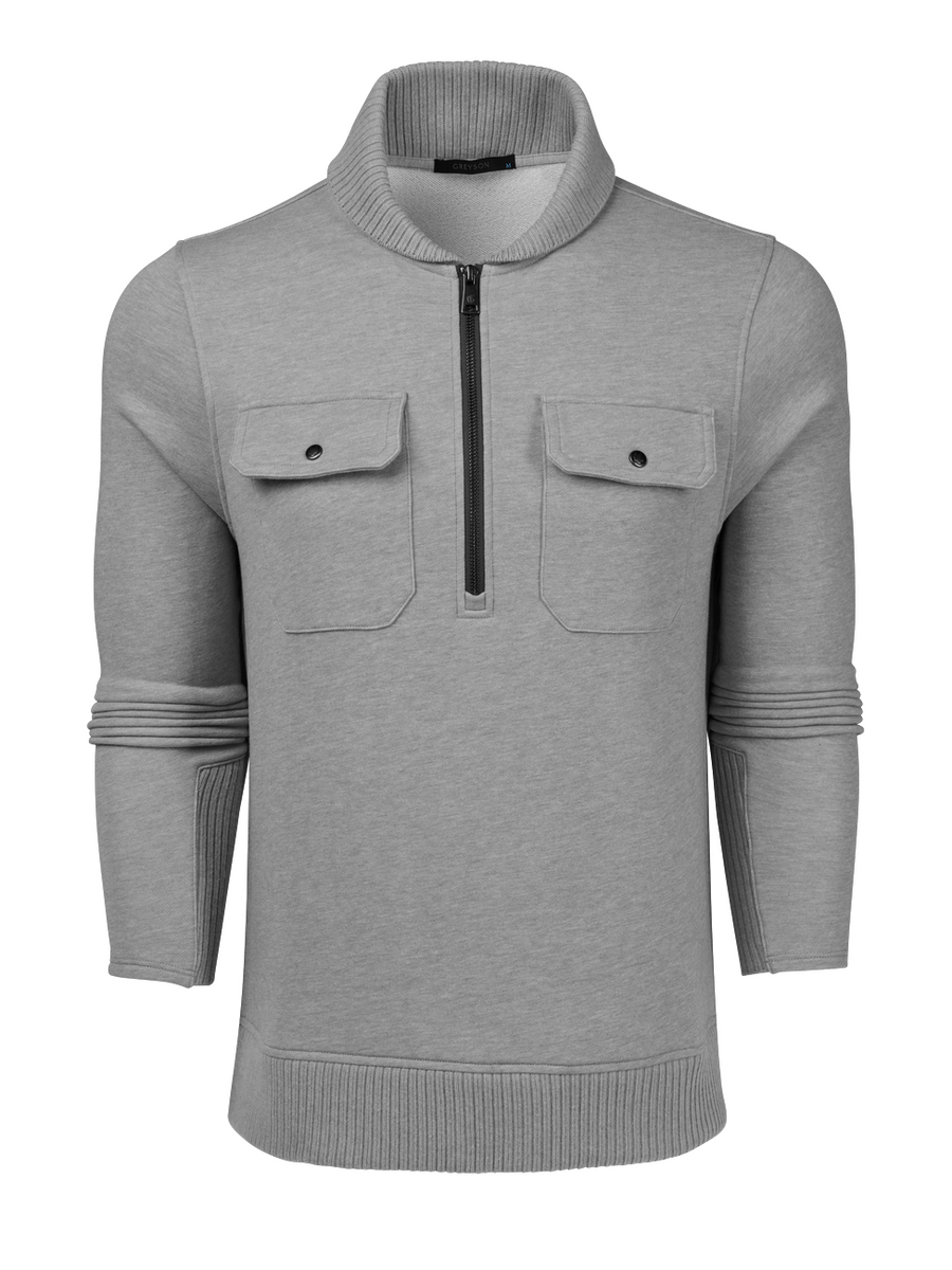Utah Shawl Collar Half-Zip Sweater in Light Grey Heather | Greyson – J ...